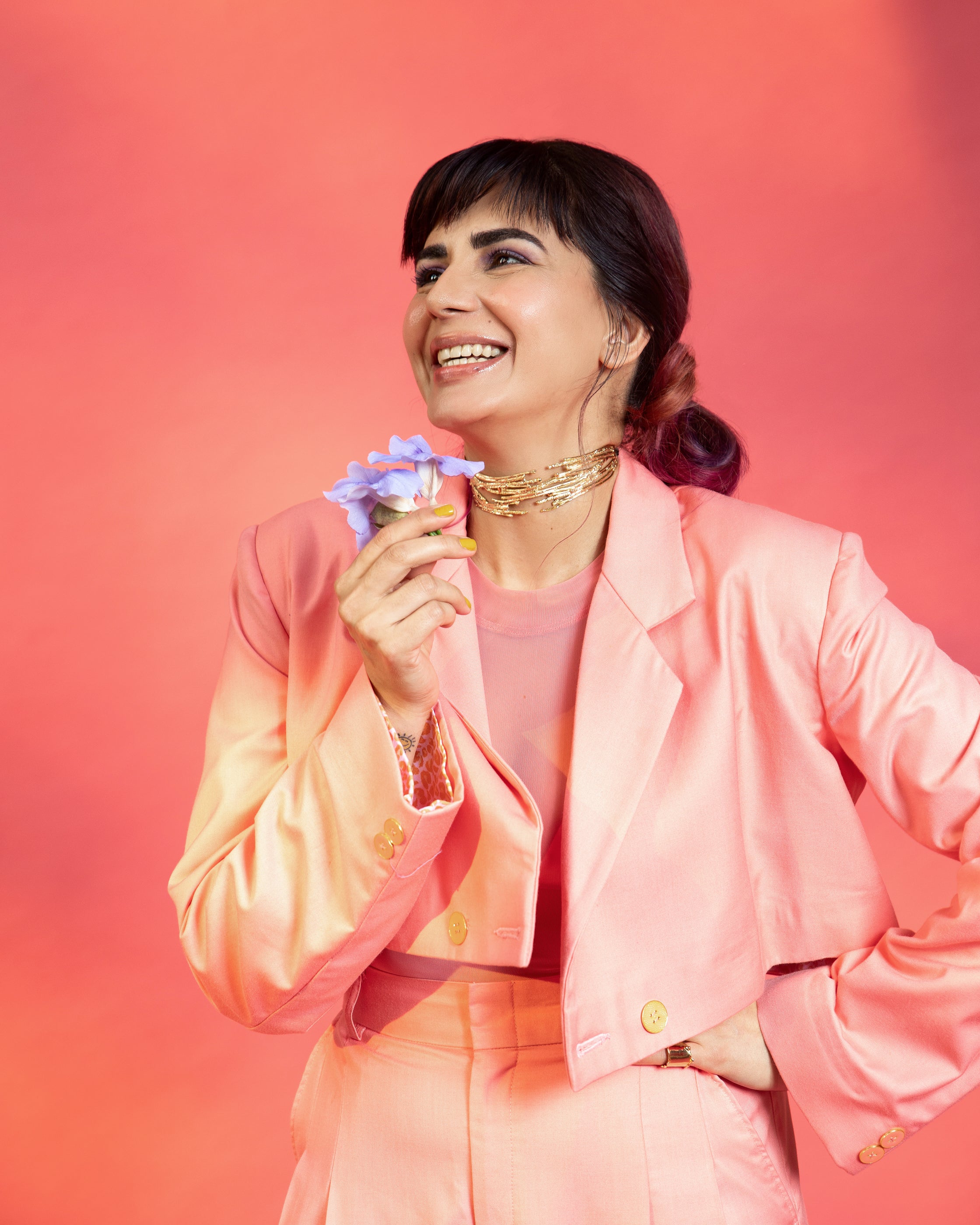 Kirti Kulhari Wearing Mini Moxie Cropped Blazer - Solid | Monokrom Mumbai